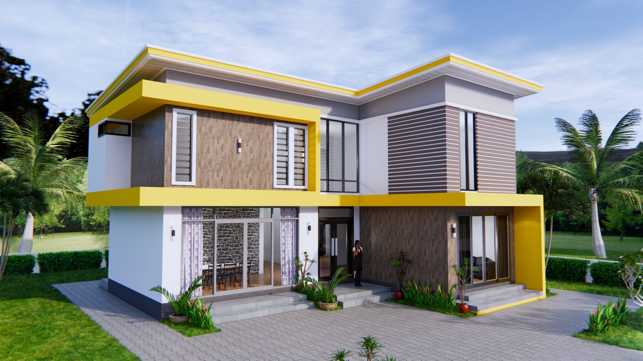 House Design 12.4x11 Meter 41x35 Feet 4 Beds - Pro Home DecorS