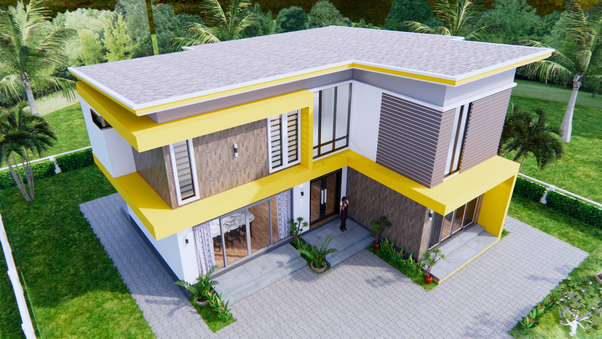 House Design 12.4x11 Meter 41x35 Feet 4 Beds - Pro Home DecorS