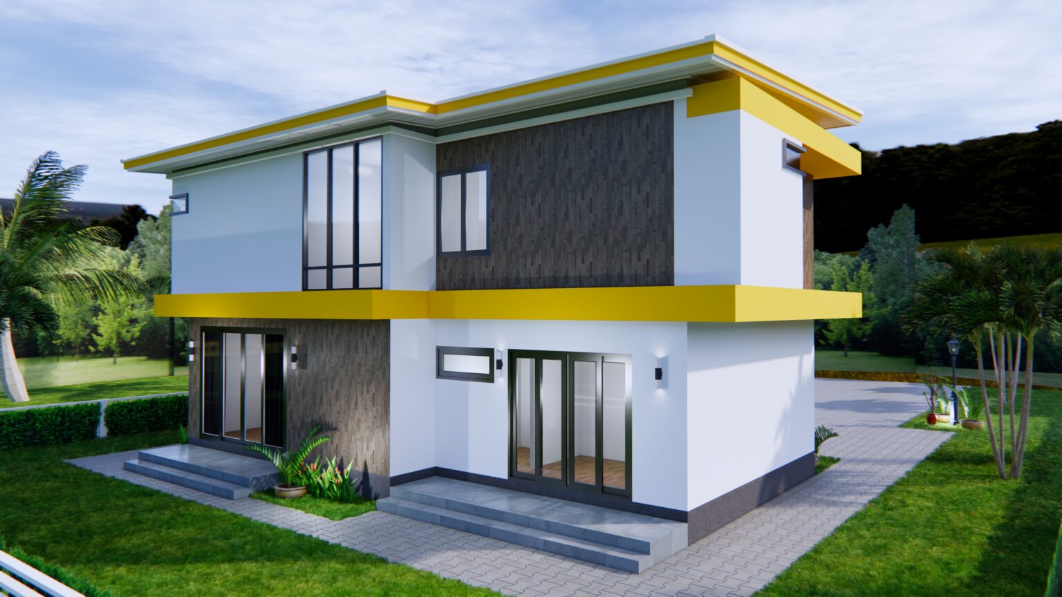 House Design 12.4x11 Meter 41x35 Feet 4 Beds - Pro Home DecorS