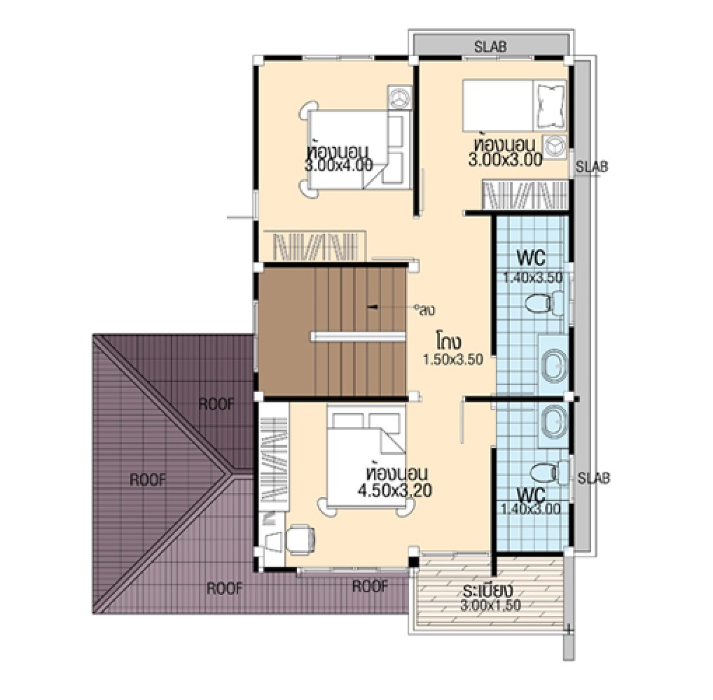 Simple House Design 8.5x12 with 4 bedrooms - House Design 3D