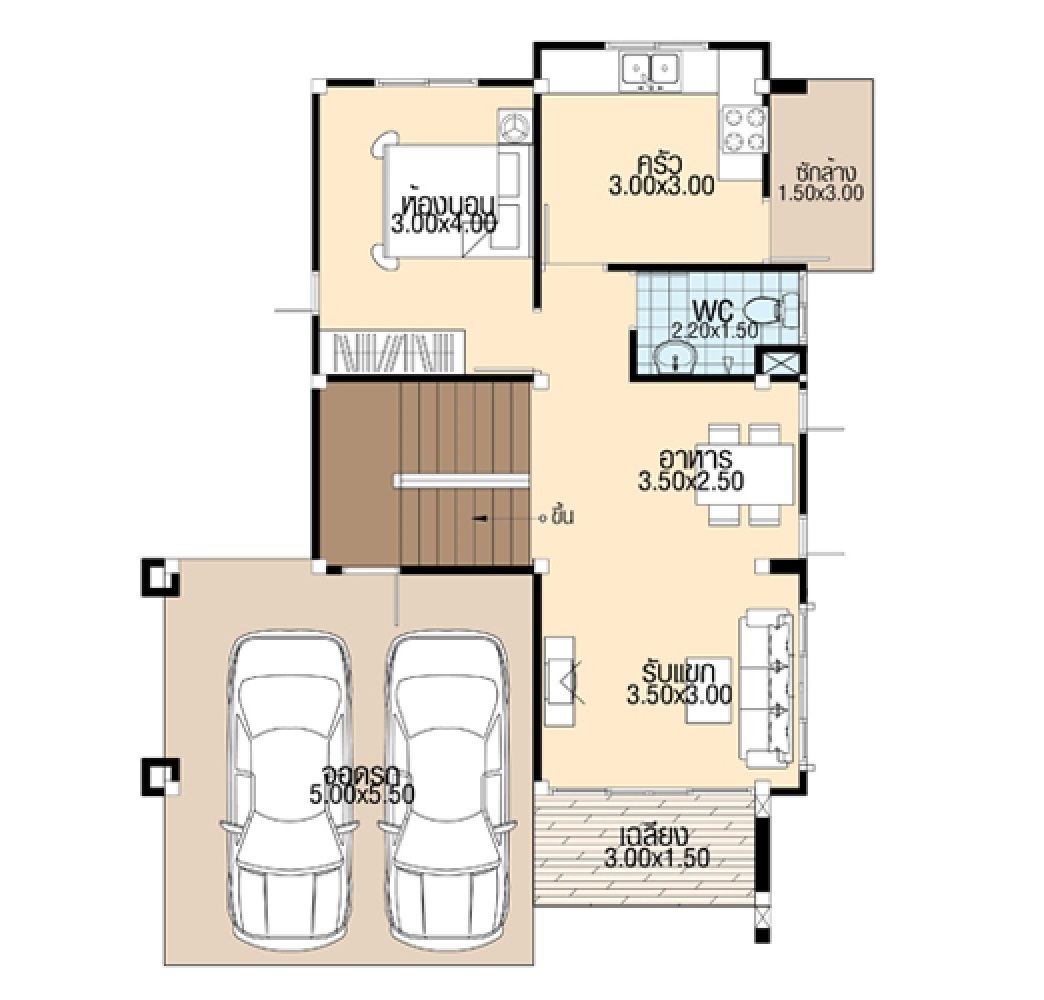 Simple House Design 8.5x12 with 4 bedrooms - House Design 3D