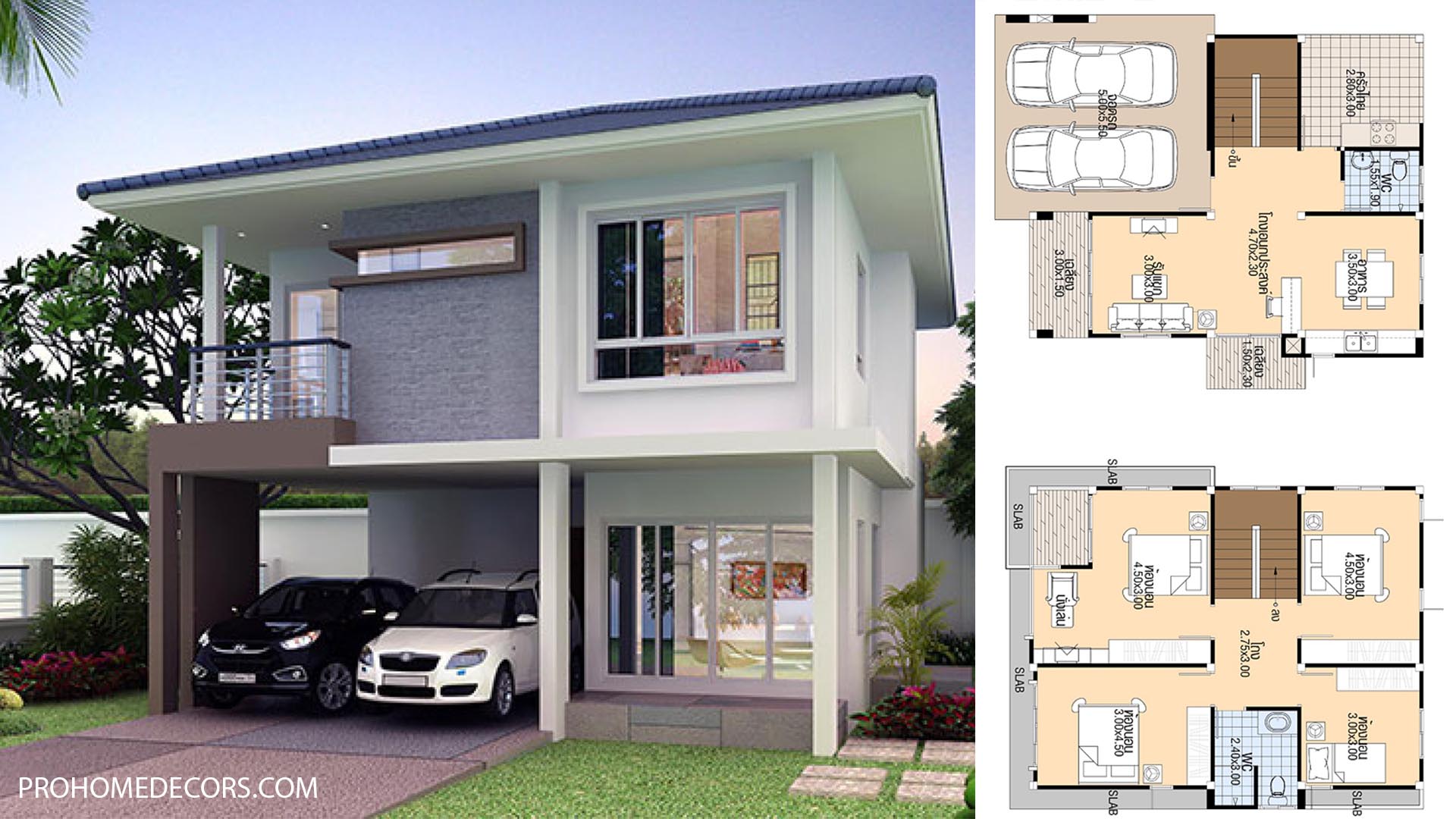 House Design Plans 8x11 with 4 bedrooms - Pro Home DecorS