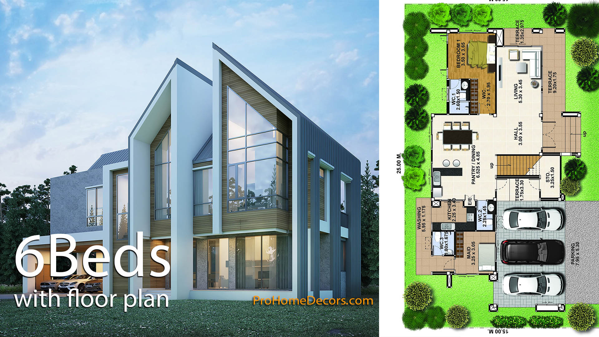 House Design Plot 25x15 with 6 Bedrooms - Pro Home DecorS