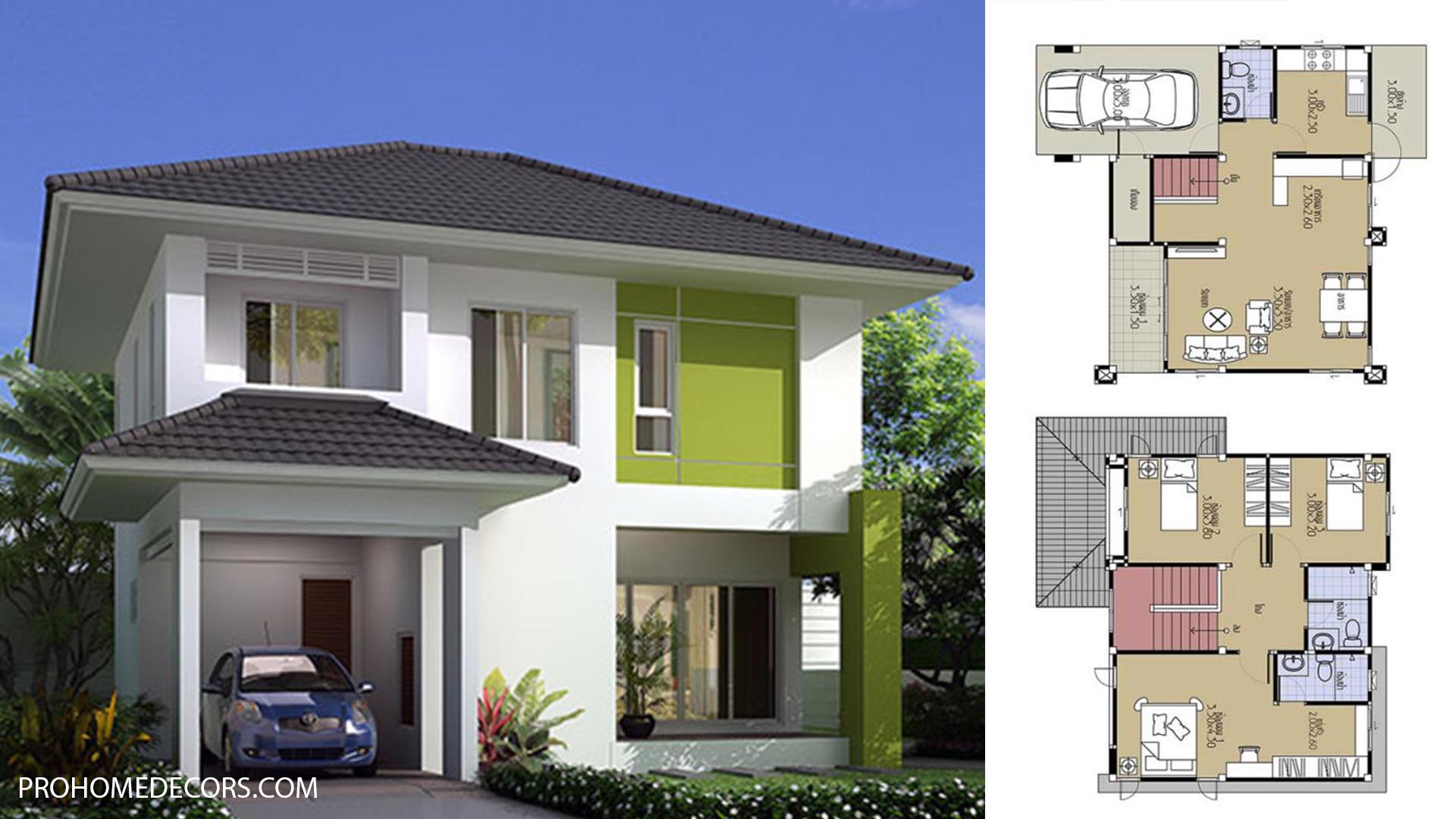 House Plans 8.8x8 with 3 Beds - Pro Home DecorS
